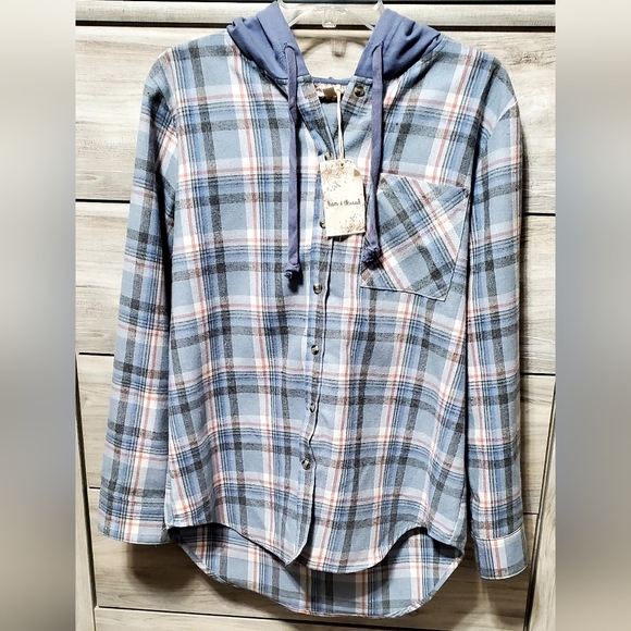 Hem & Thread | Tops | Hem Thread Plaid Hooded Shacket | Poshmark